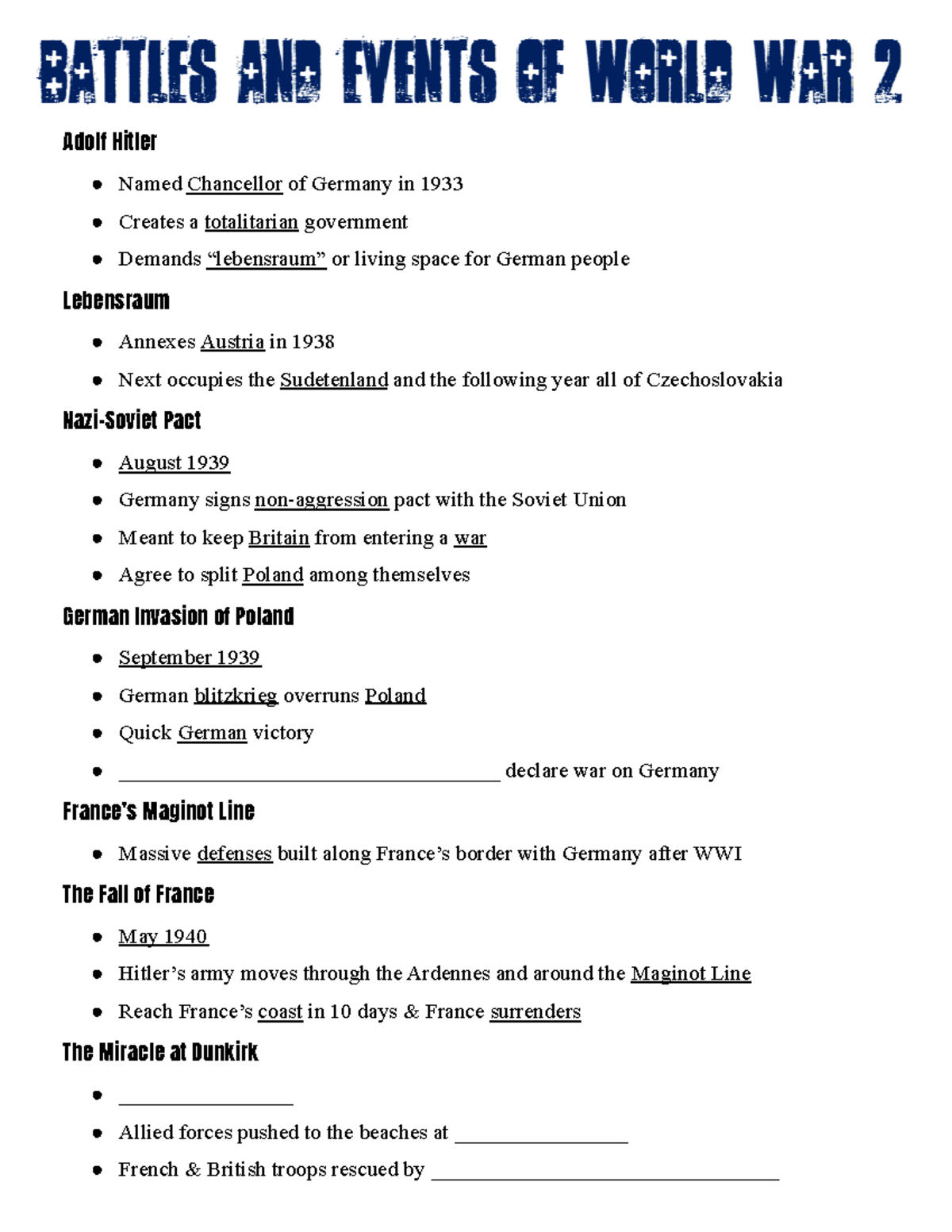 Copy of 04 - Battles and Events of WW2 Notes Page - Adolf Hitler Named ...