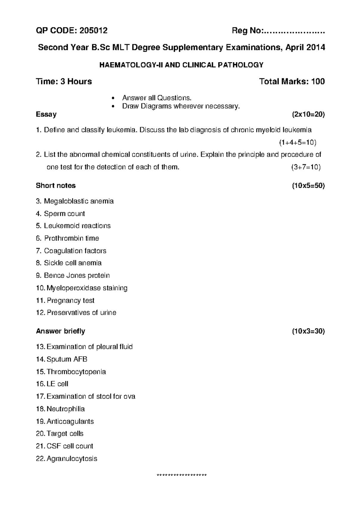 Kuhs Second Year Bsc Mlt Exam Question Paper April 2014 Haematology Ii kuhs-second-year-bsc-mlt-exam-question-paper-april-2014-haematology-ii