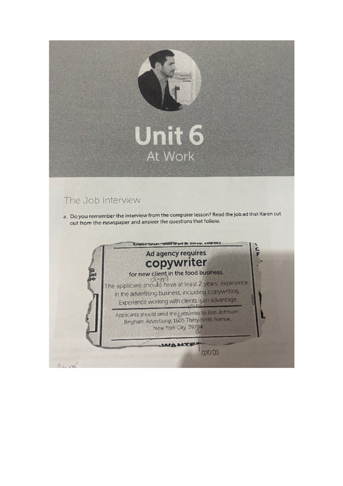 Workbook unit 6 - first conditional - Unit 6 At Work The Job Interview ...