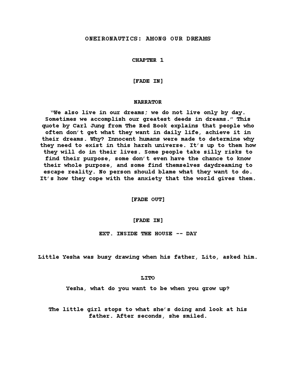 Oneironautics Among Our Dreams Official Script - ONEIRONAUTICS: AMONG ...