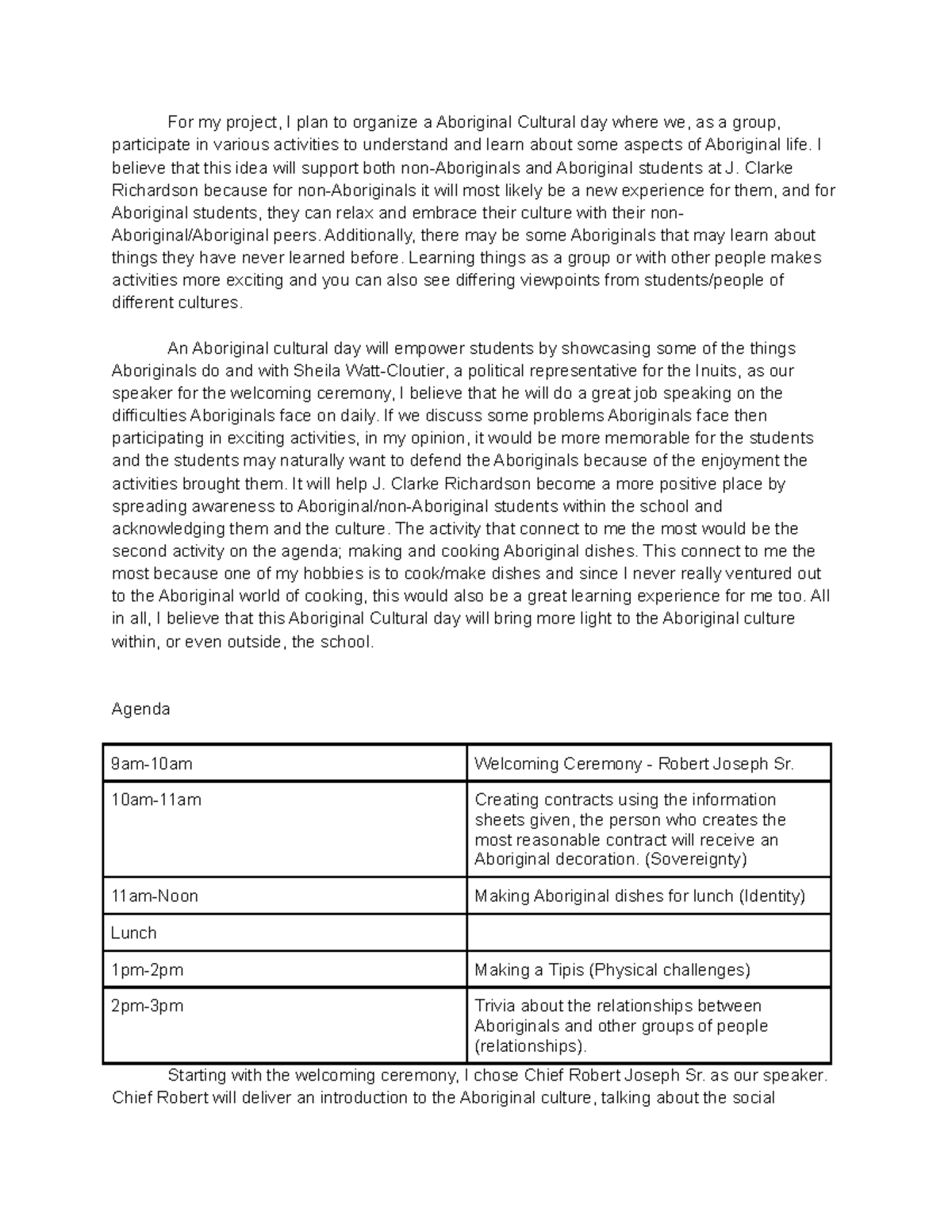 Native Studies ISU - For my project, I plan to organize a Aboriginal ...