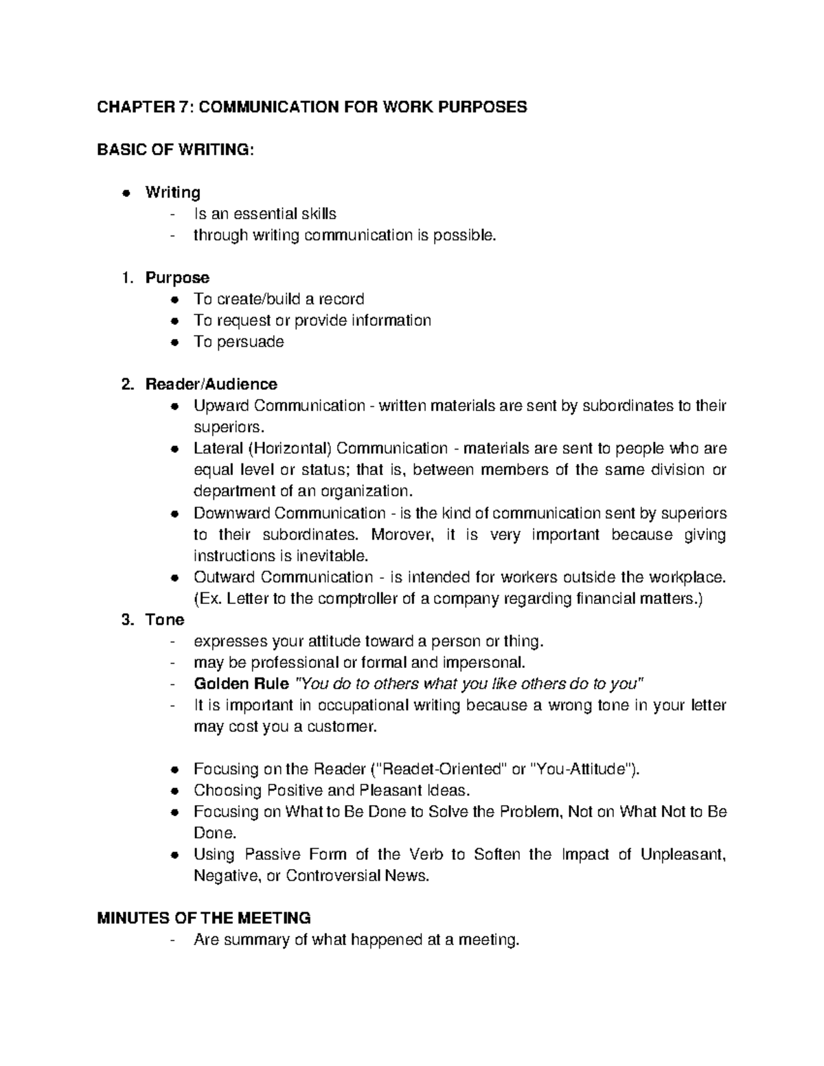 Purcomm- Finals- Transesss - CHAPTER 7: COMMUNICATION FOR WORK PURPOSES ...