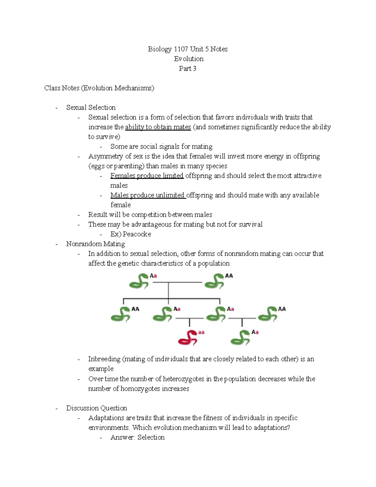 Biology 1107 Unit 5 Notes Part 3 - Biology 1107 Unit 5 Notes Evolution ...