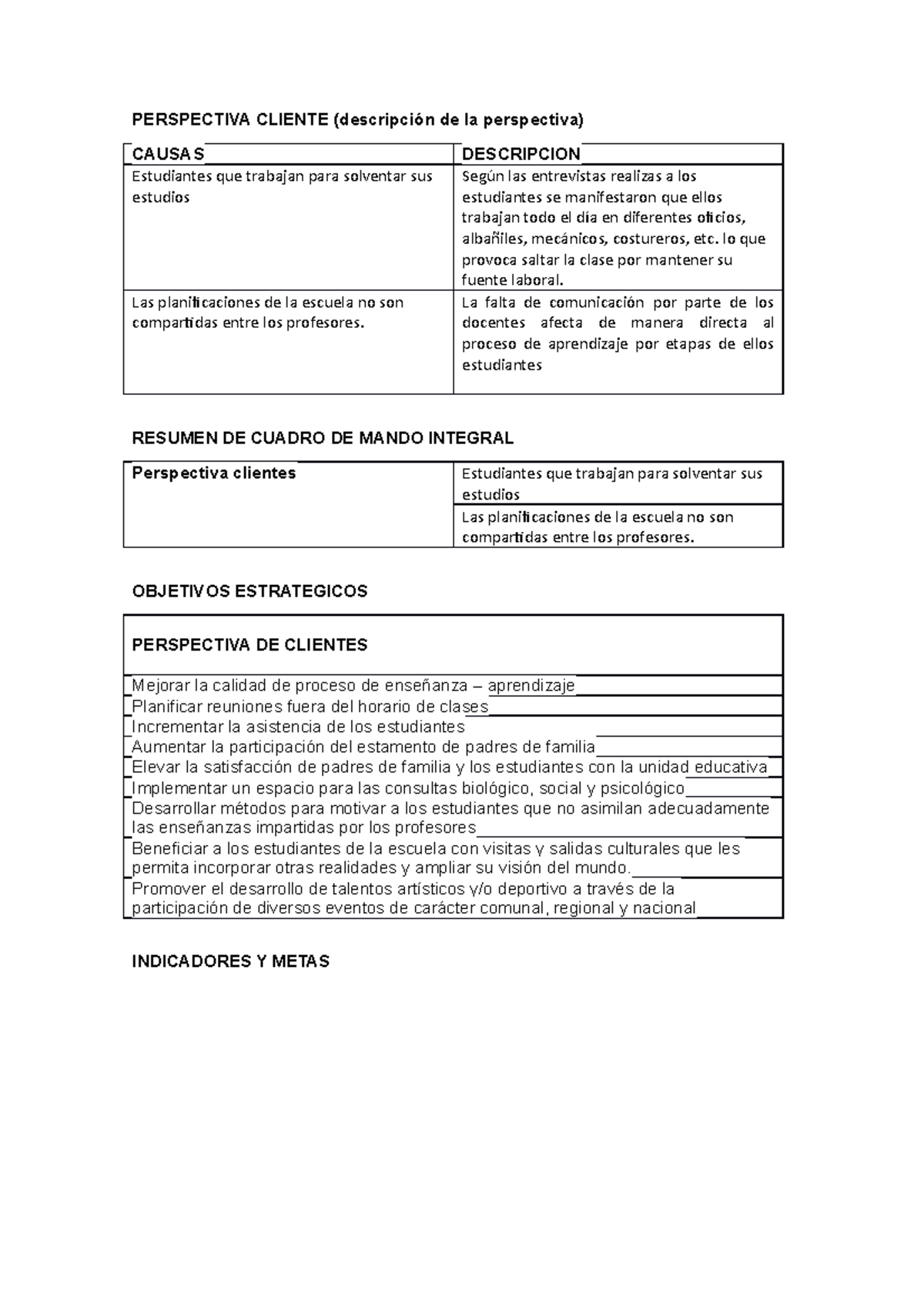 Perspectiva Cliente - Practica - PERSPECTIVA CLIENTE (descripción de la ...