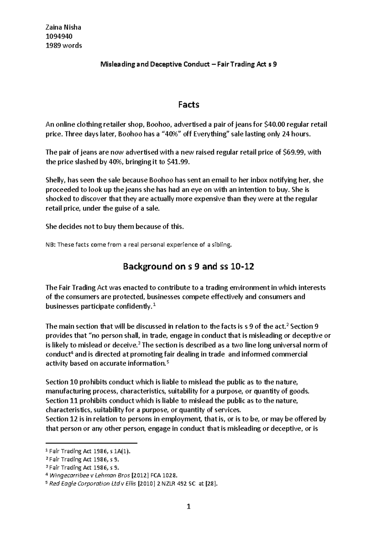 Assignment Final Misleading or deceptive conduct - Warning: TT: undefined function: 32 Warning ...