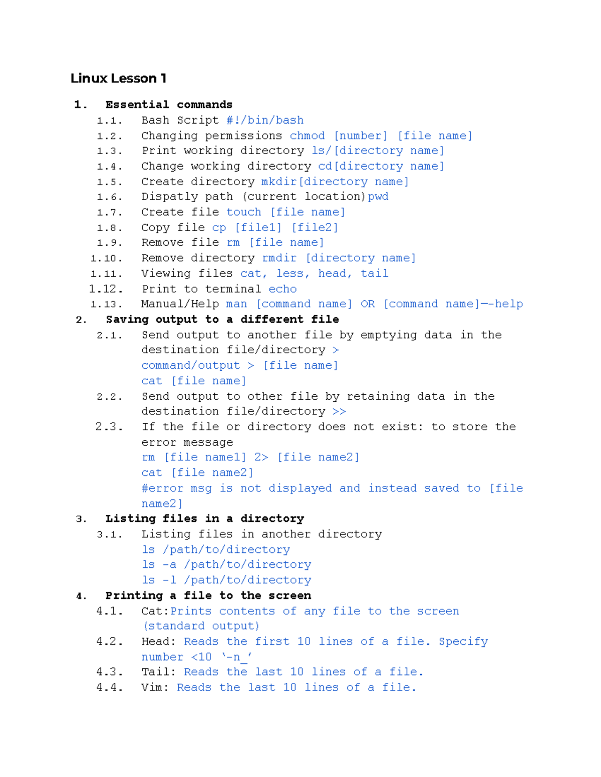 Linux Lesson 1 Web Systems - Linux Lesson 1 1. Essential commands 1. Bash Script #!/bin/bash 1 ...