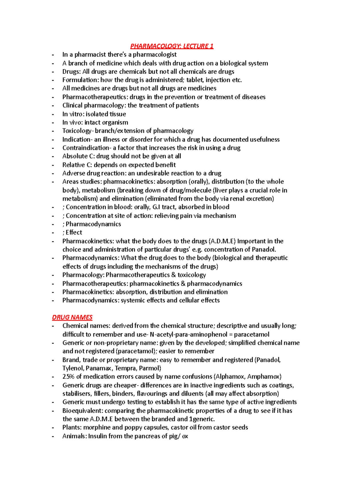 Pharmacology[ 74] - Pharmacology lecture notes - PHARMACOLOGY: LECTURE ...
