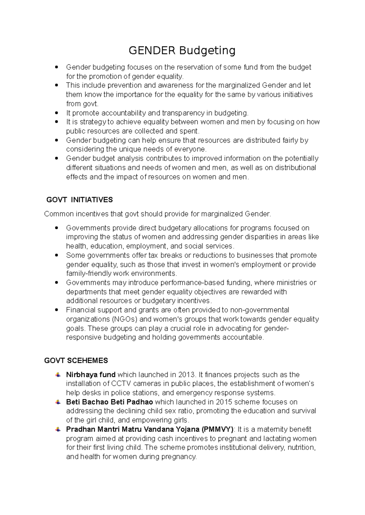 Gender Budgeting for public administration sem 3 - GENDER Budgeting ...