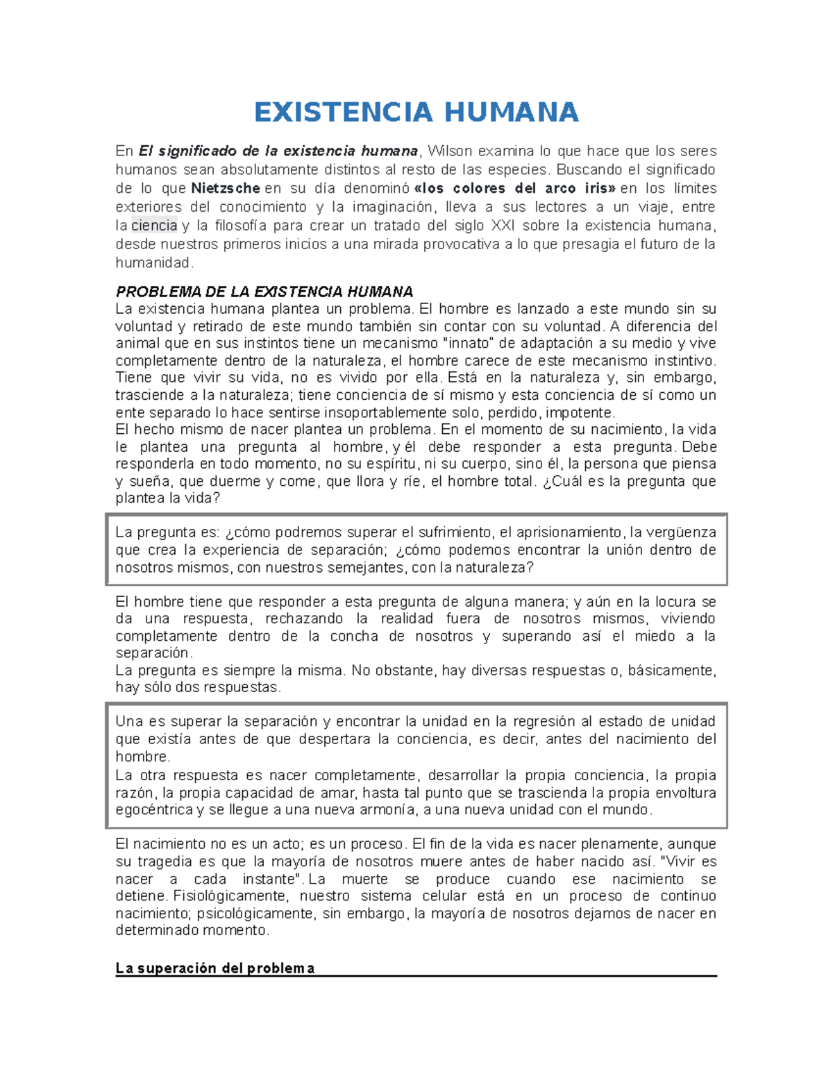 Existencia Humana - EXISTENCIA HUMANA En El significado de la ...