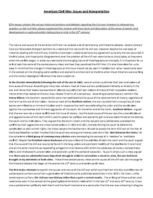 Civil war essay - Brief overview of the American Civil War The American ...