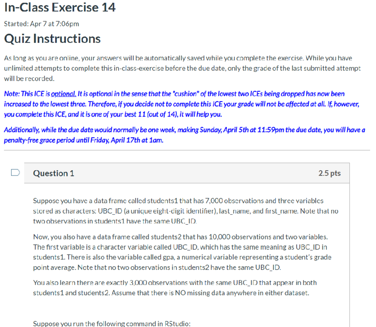 ICE-14 - In-Class Exercise 13 - COMM 205 - Studocu