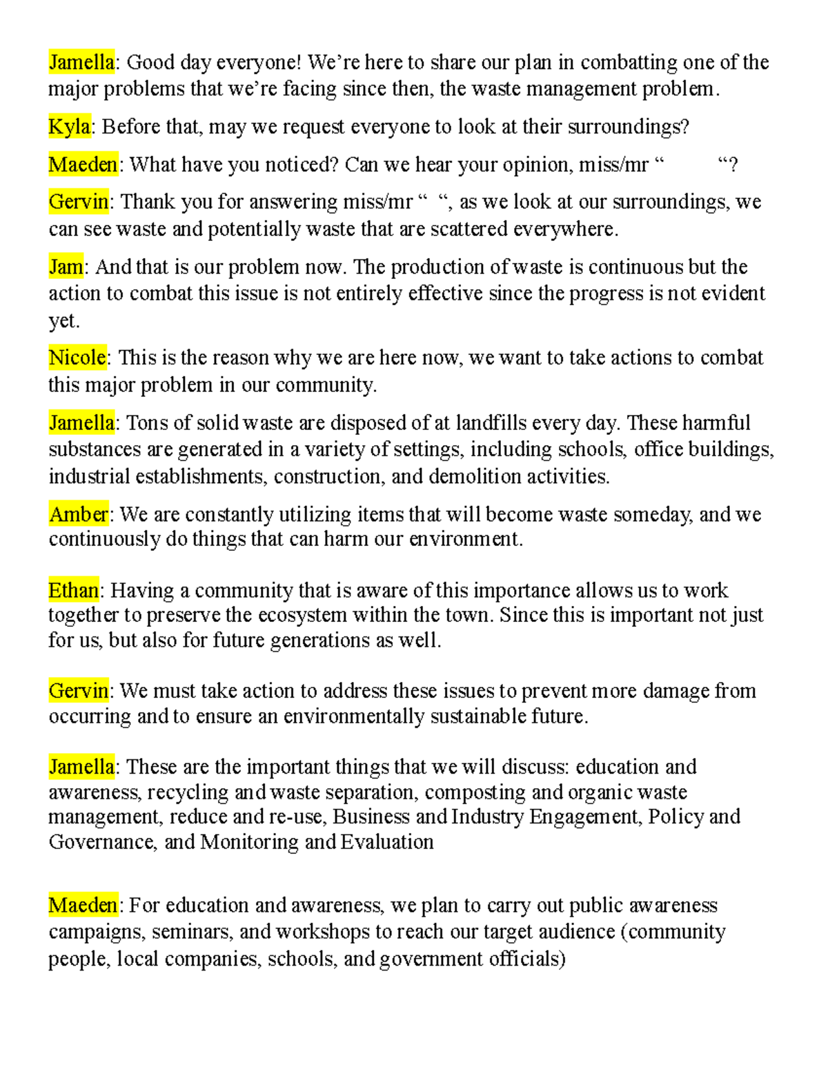 Script-earth-science - Jamella: Good day everyone! We’re here to share ...