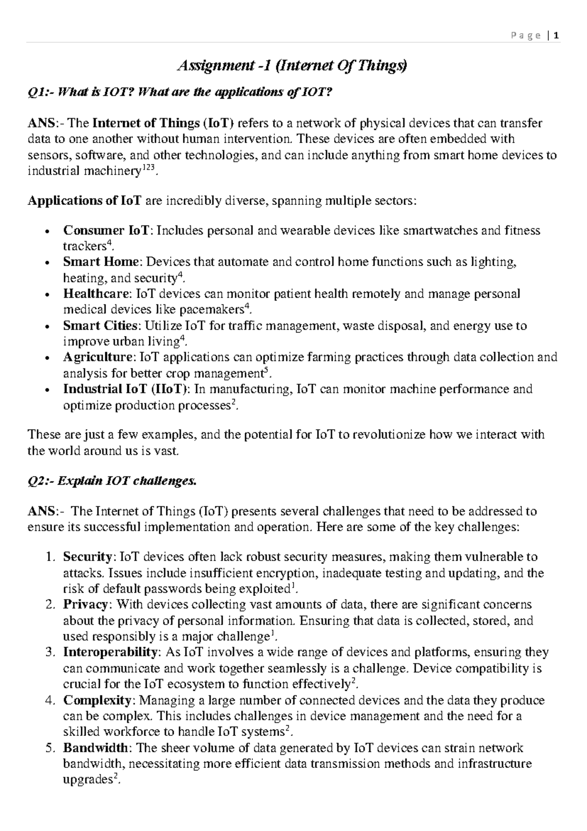 Internet Of Things - These devices are often embedded with sensors, software, and other - Studocu
