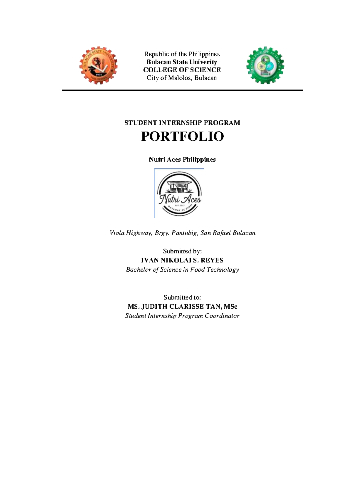 OJT 2 Portfolio - Republic of the Philippines Bulacan State Univerity ...