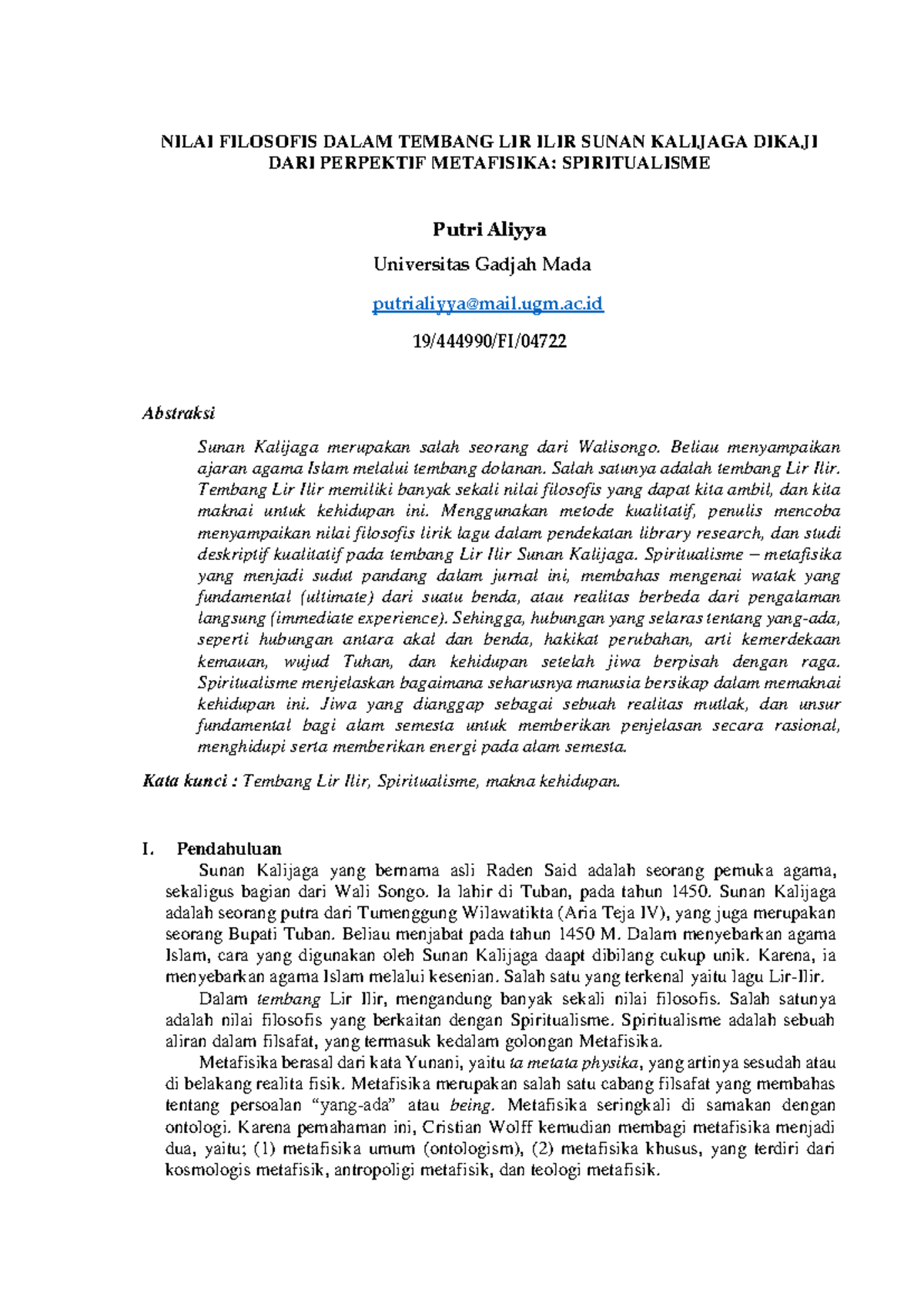 Nilai Filosofis Dalam Tembang LIR ILIR Sunan Kalijaga Dikaji DARI ...