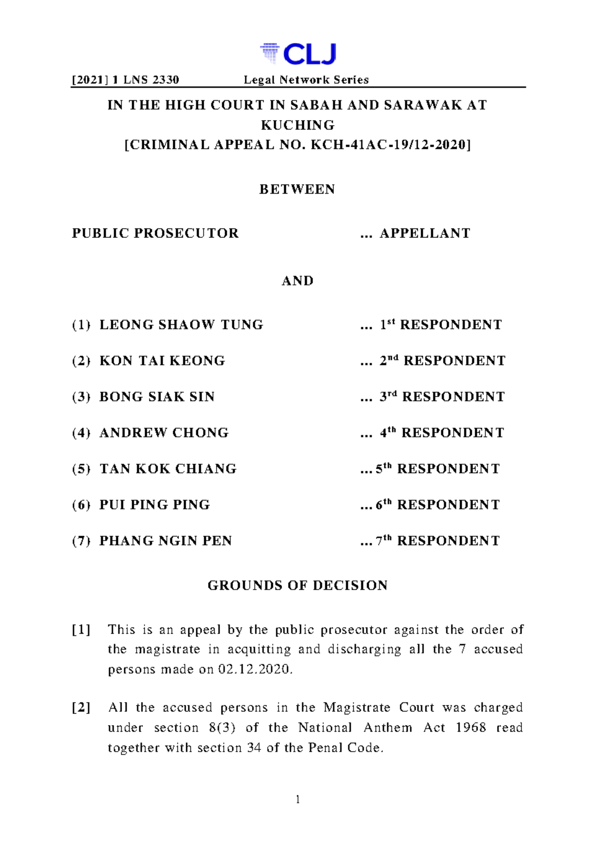 PP v Leong Shaow Tung - rfgg - IN THE HIGH COURT IN SABAH AND SARAWAK ...