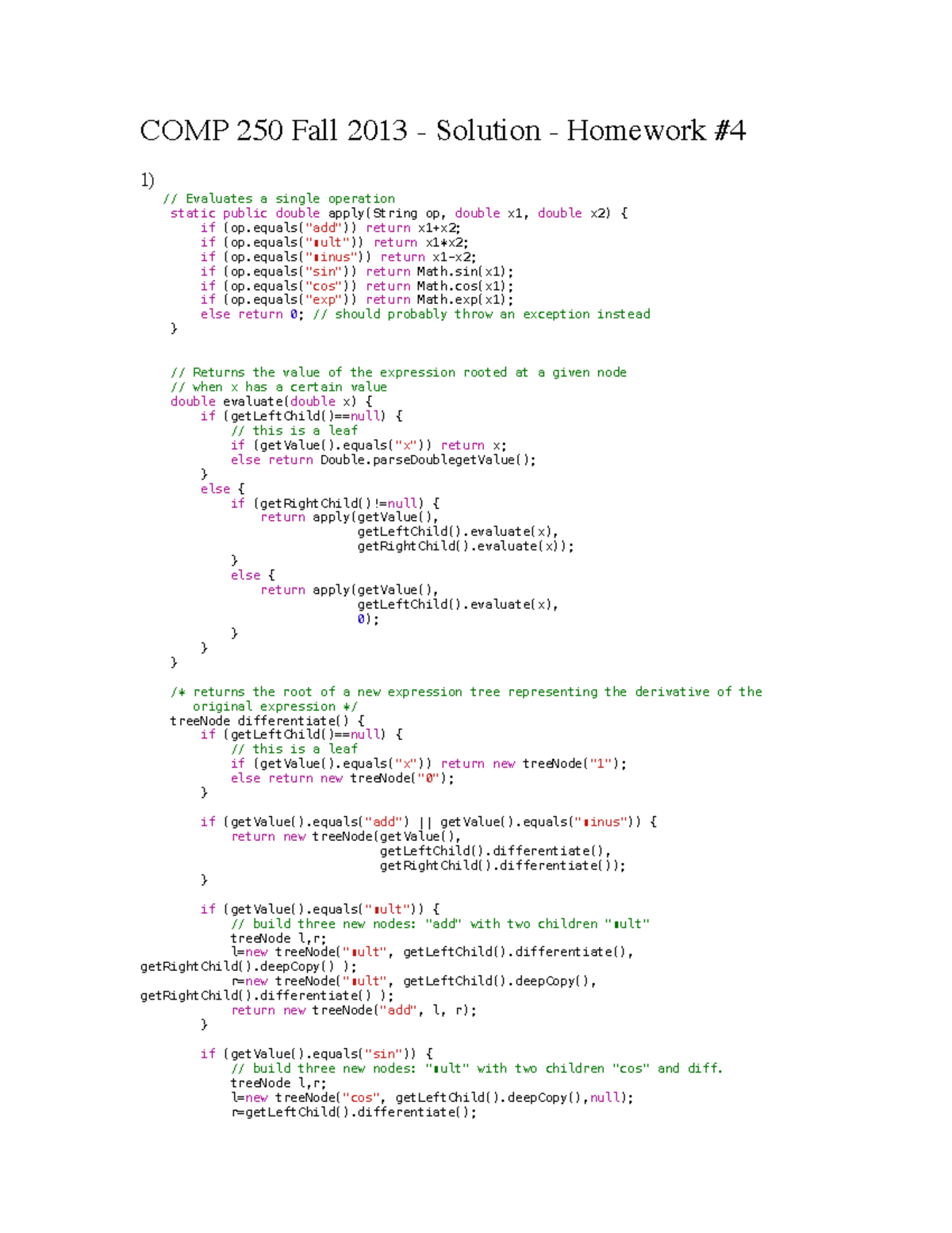 Fall 2013 Assignment 4 - Exam/Practice - COMP 250 Fall 2013 - Solution ...