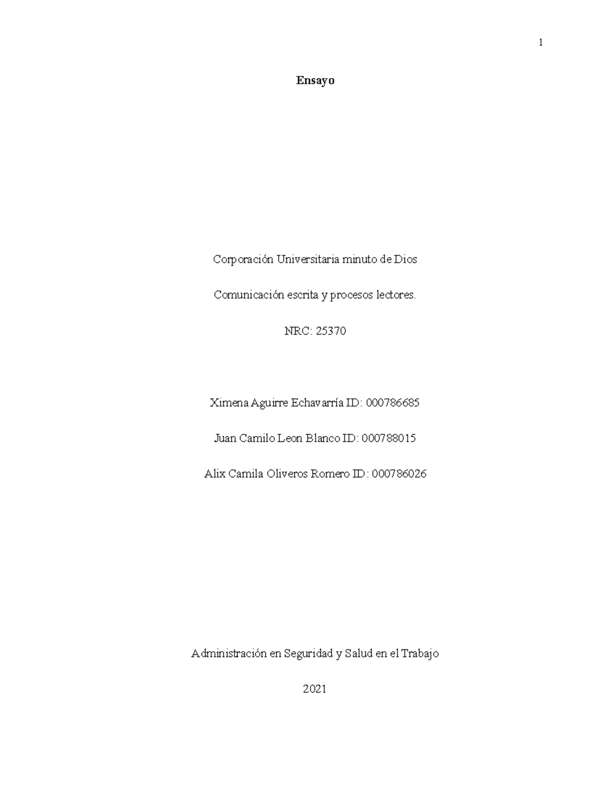 Tarea - Ensayo Corporación Universitaria minuto de Dios Comunicación ...