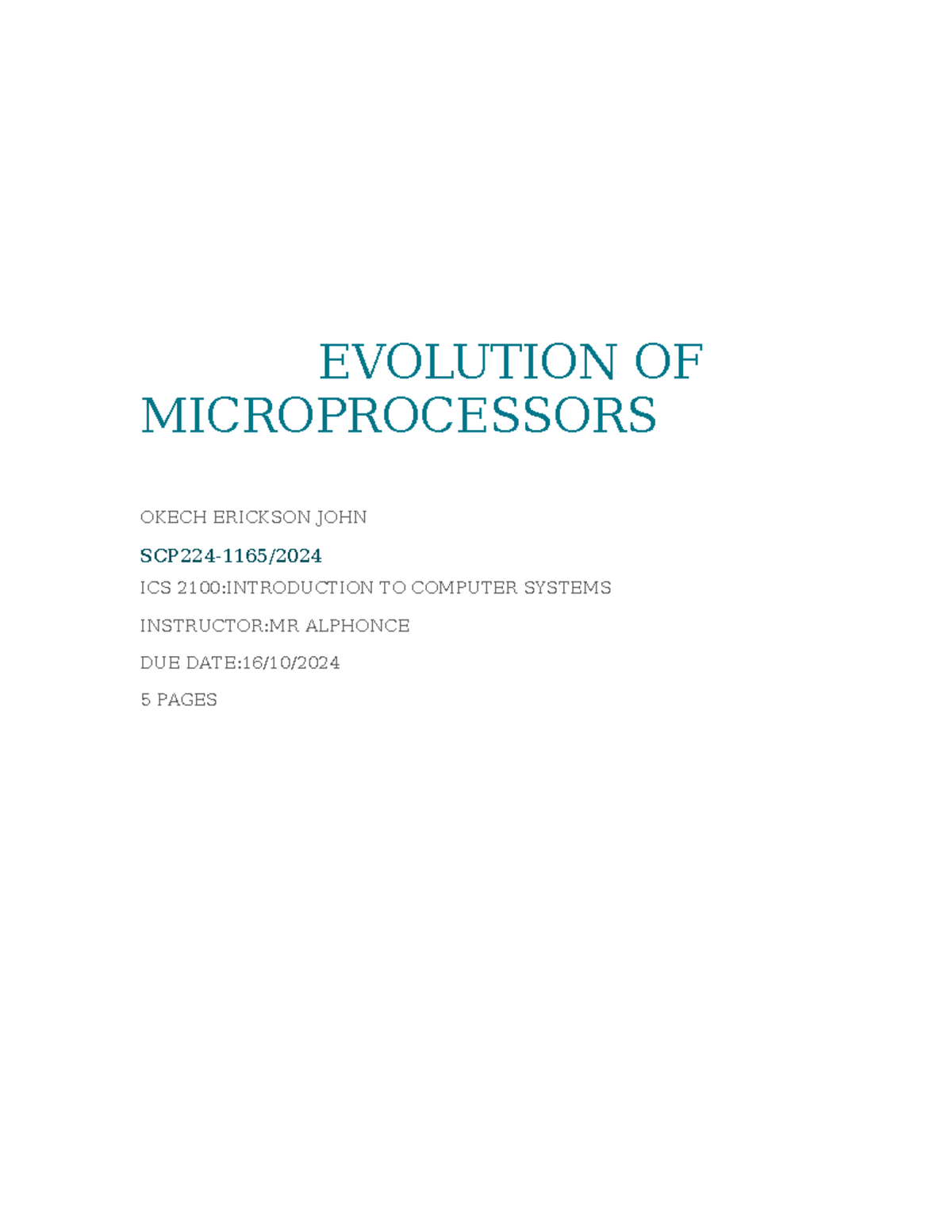 Evolution OF Microprocessors - EVOLUTION OF MICROPROCESSORS OKECH ...