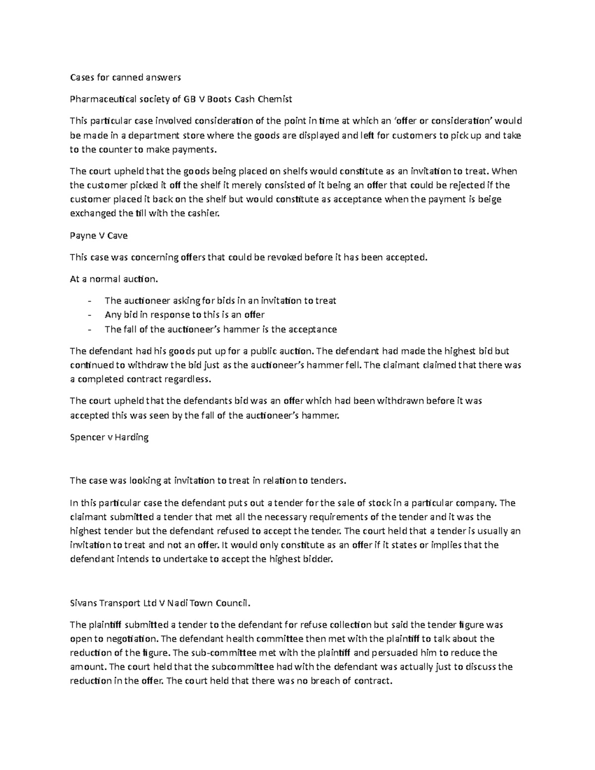 Cases Canned answers LW201 - Cases for canned answers Pharmaceutical ...