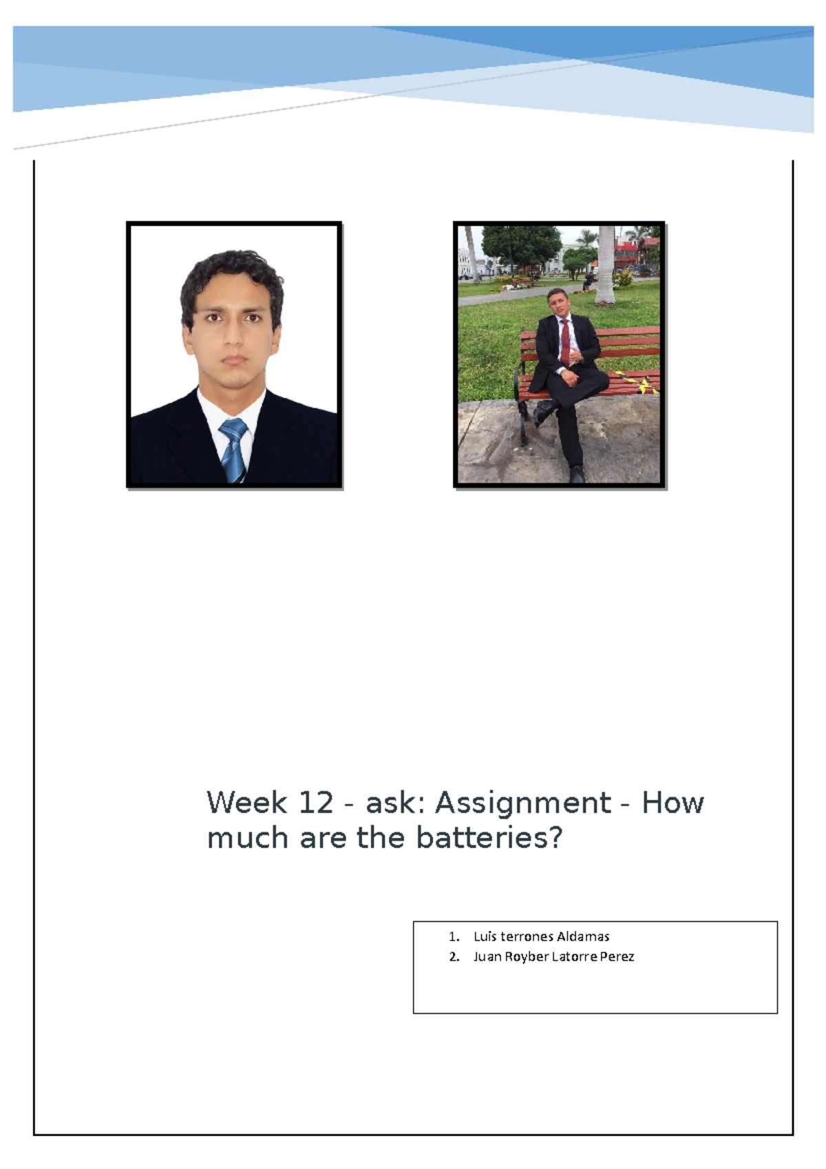 TASK 12 ingles II - task 12 - Luis terrones Aldamas Juan Royber Latorre ...