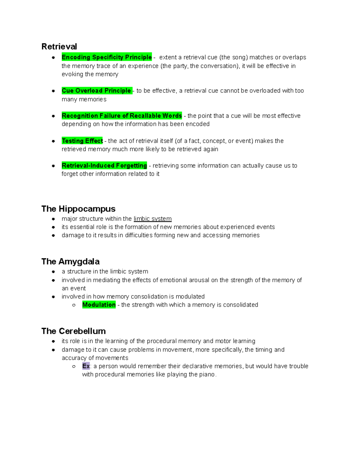 Chapter 5 Memory And System Processes Part 2 Retrieval Encoding Specificity Principle