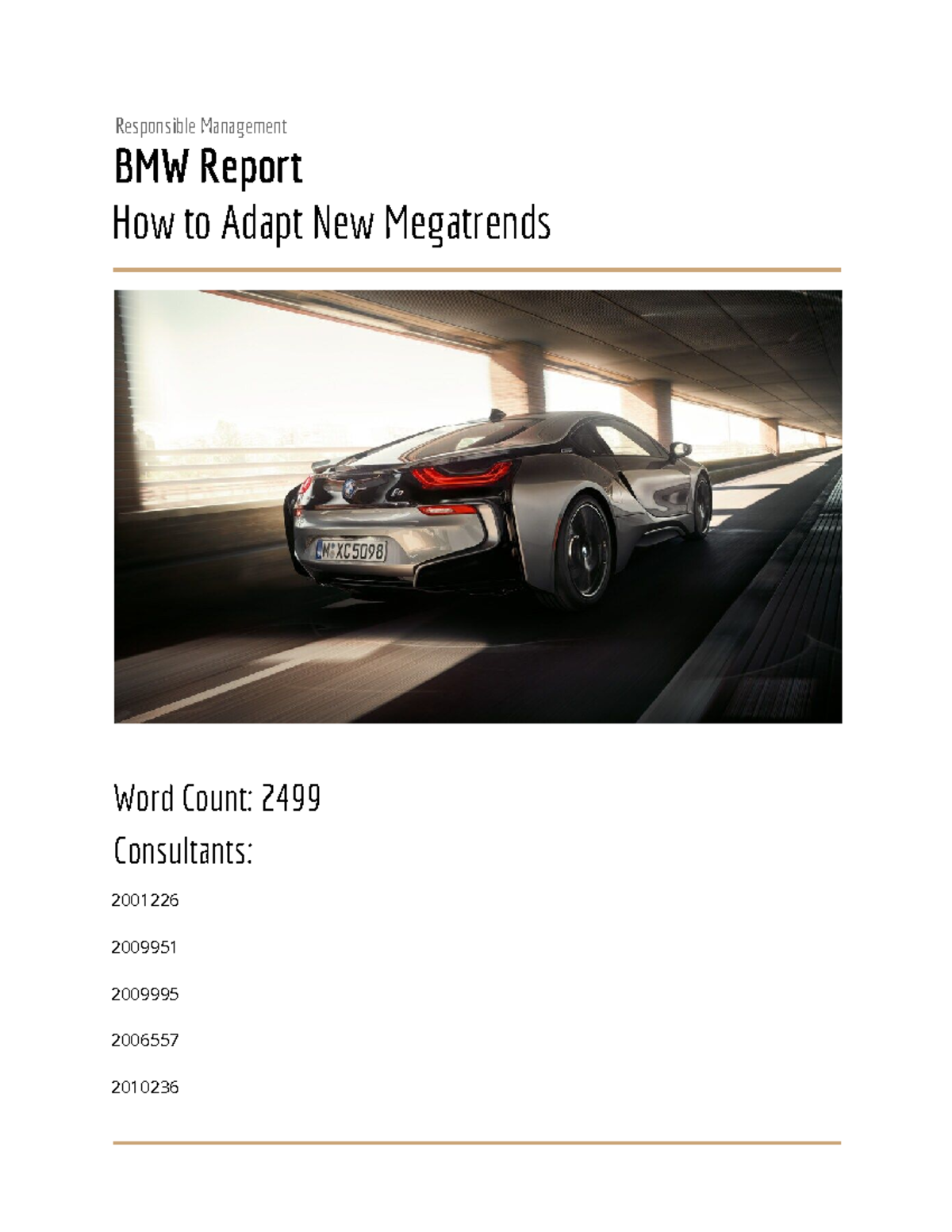 Report - Grade: 80% - Responsible Management BMW Report How to Adapt ...