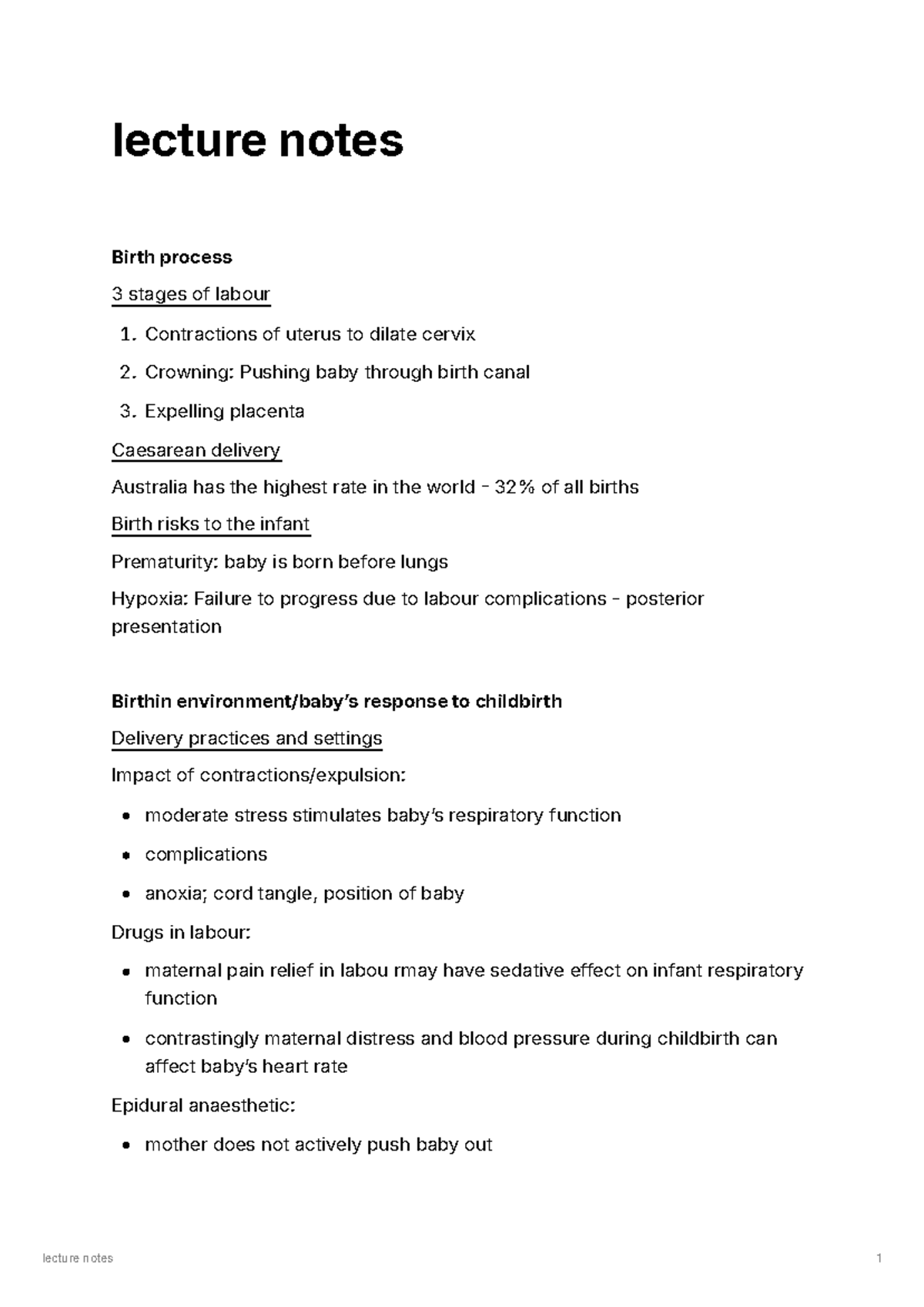 Week 3 - Notes from lecture slides - lecture notes Birth process 3 ...