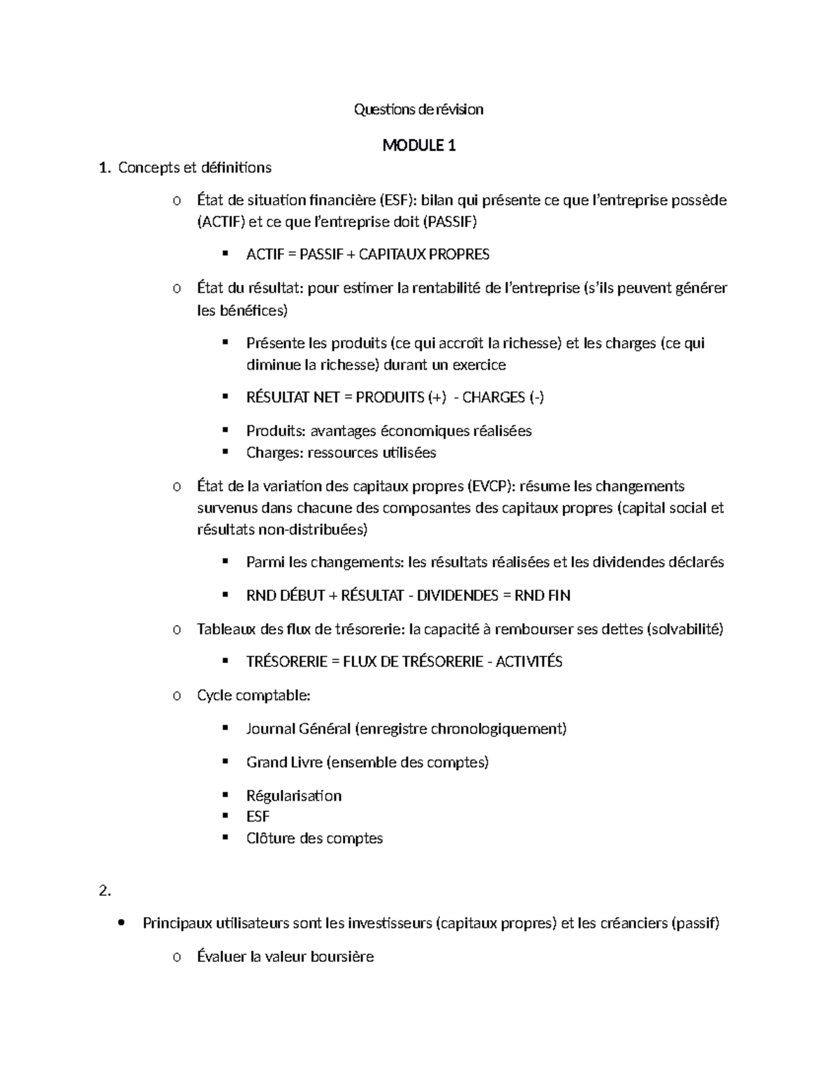 Docx - Preparation - Questions de révision MODULE 1 Concepts et ...