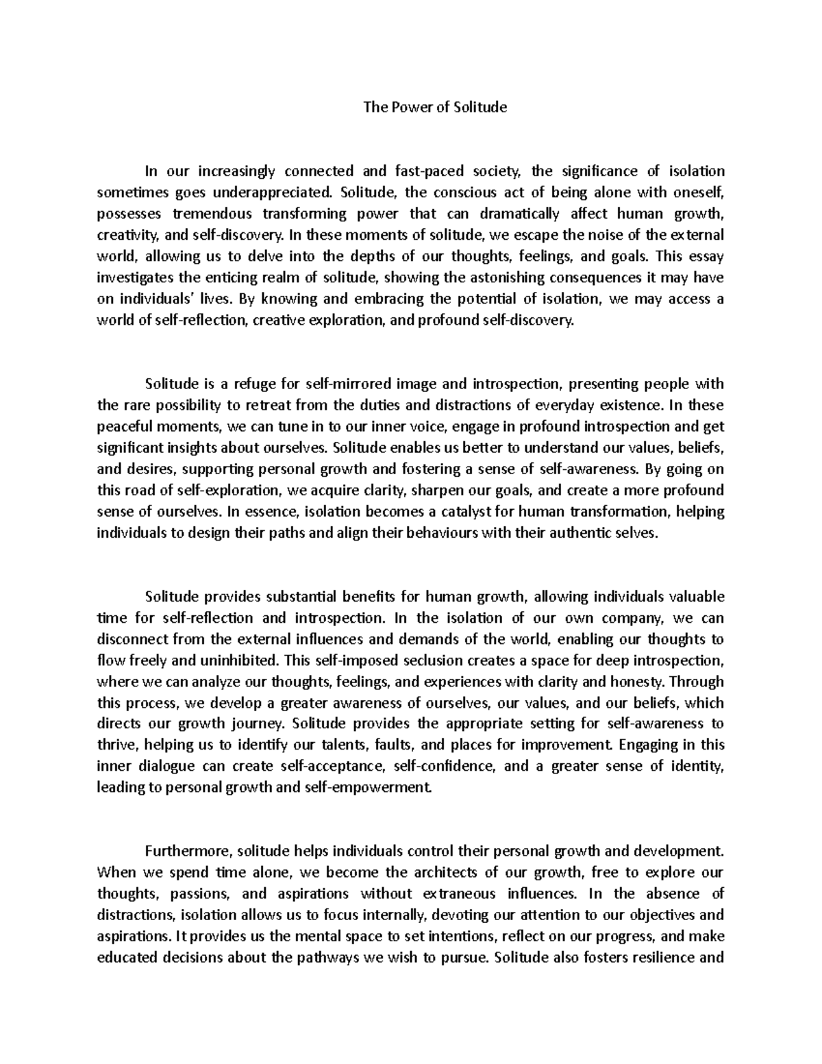 The Power of Solitude - Exploring the transformative effects of ...