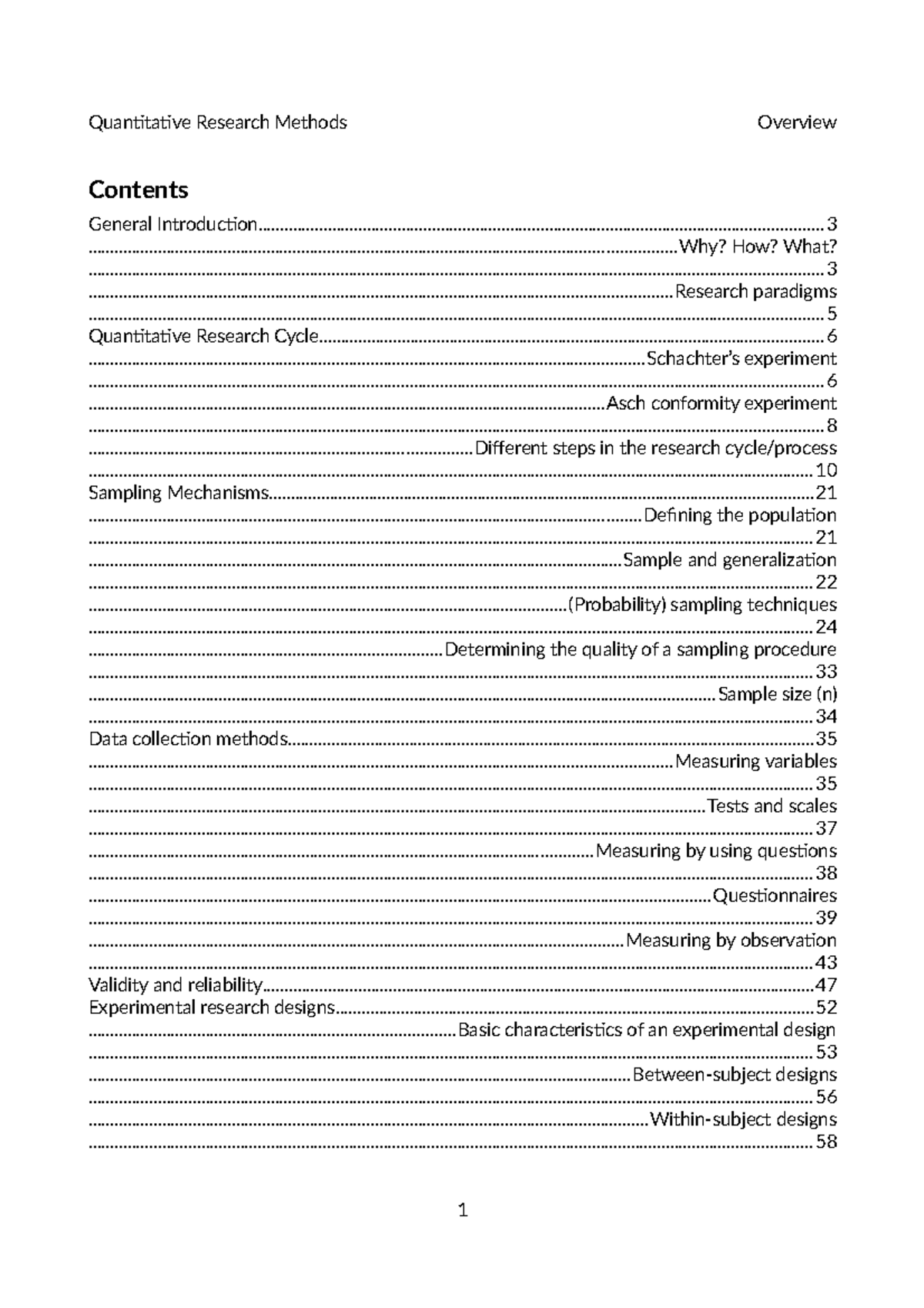 QRM Overview - Samenvatting Quantitative Research Methods - Contents ...