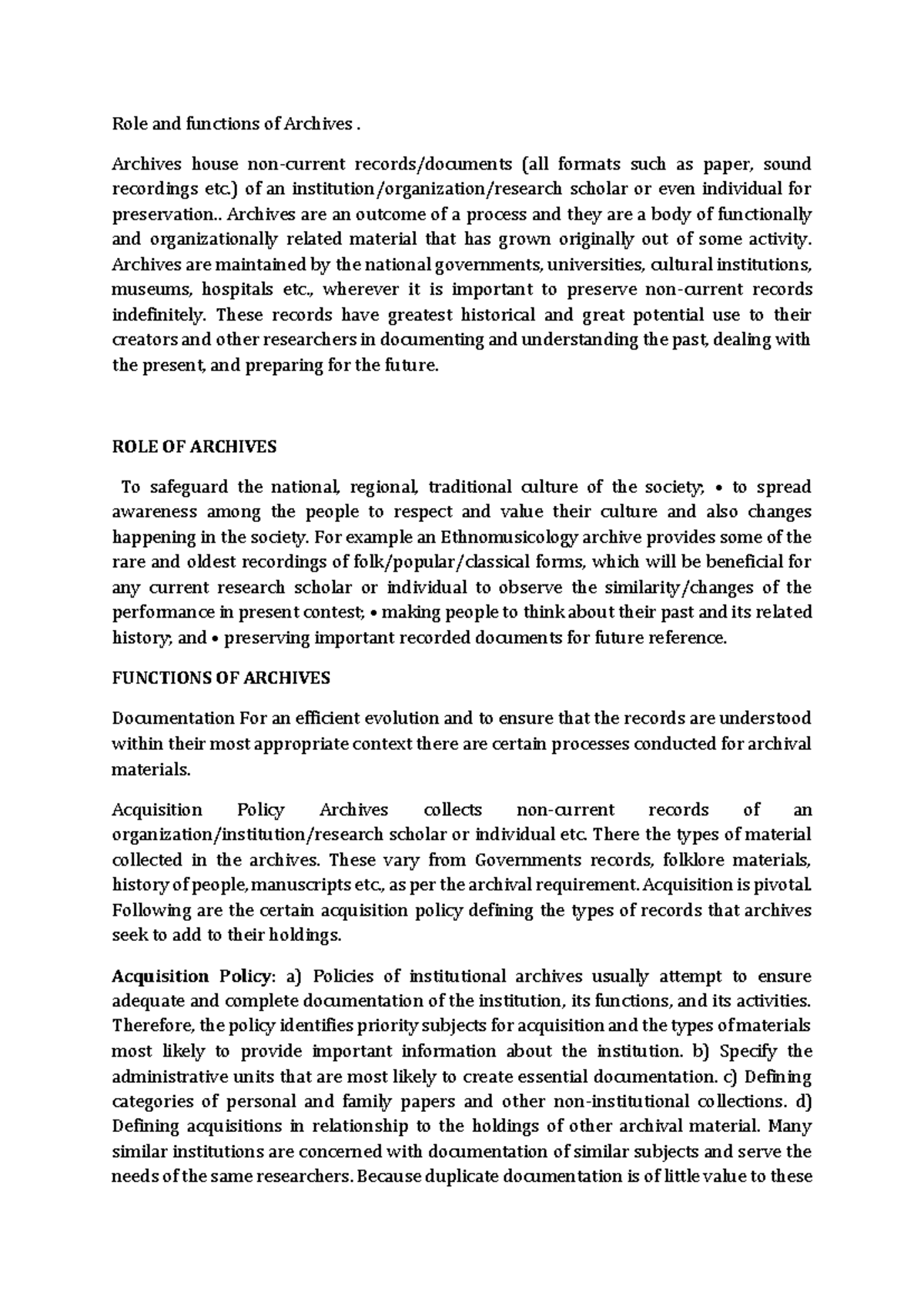 Role and functions of Archives - Archives house non-current records ...
