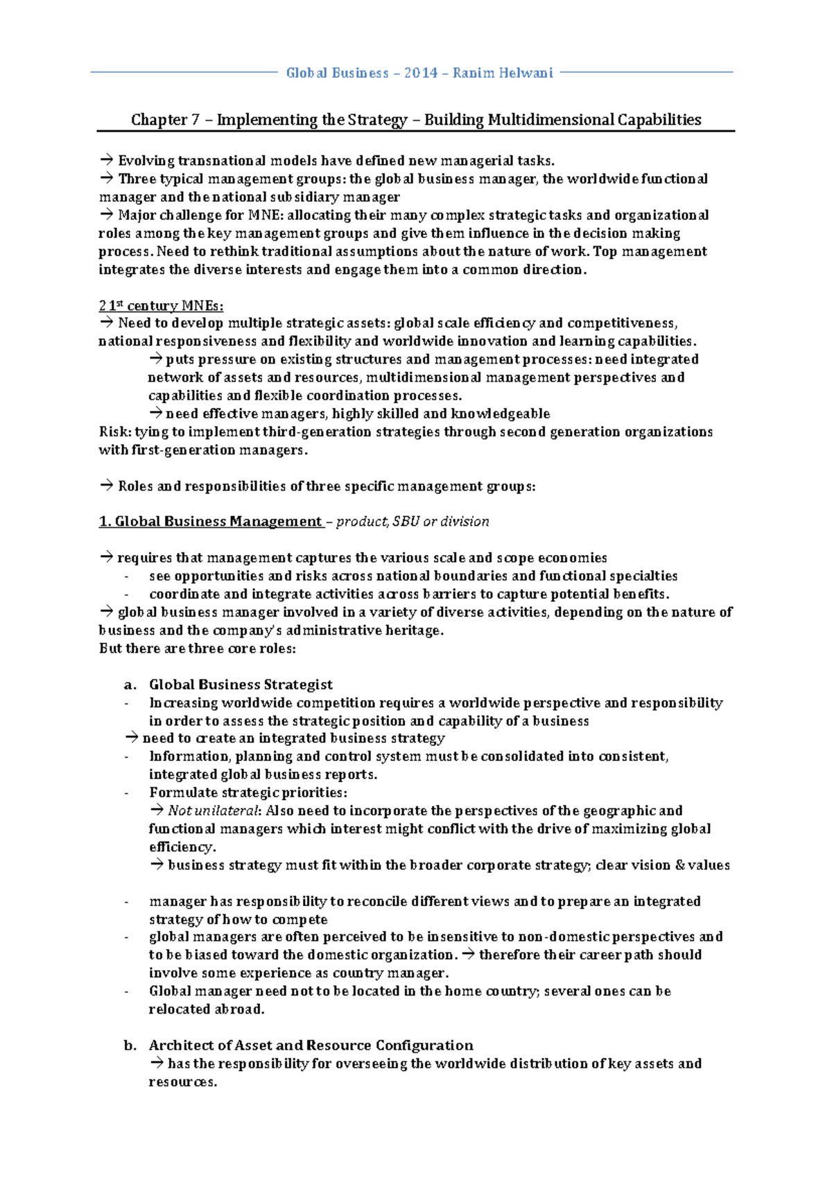 Chapter 7 Implementing the Strategy Building Multidimensional Capabilities - Three typical ...