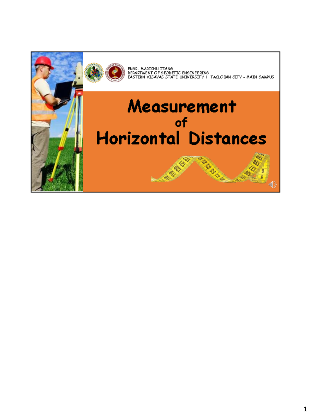 Chapter 2.1 Measurements OF Horizontal Distance PART 1 - Measurement of ...