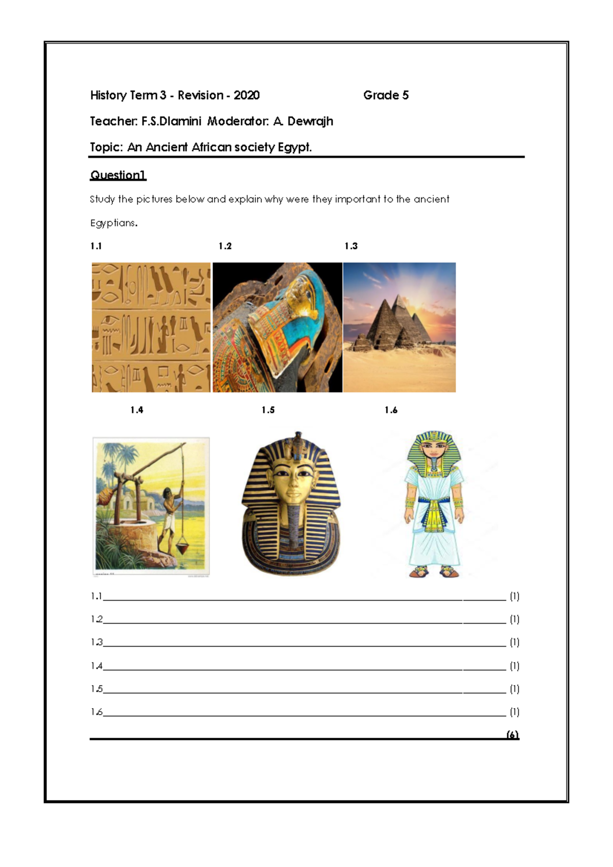 Hhhhh - Geography - History Term 3 - Revision - 2020 Grade 5 Teacher: F ...