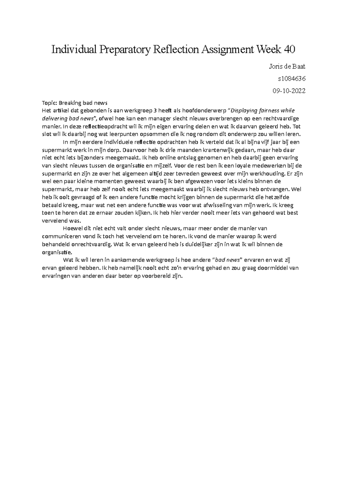 Individual Preparatory Reflection Assignment Week 40 - In deze ...