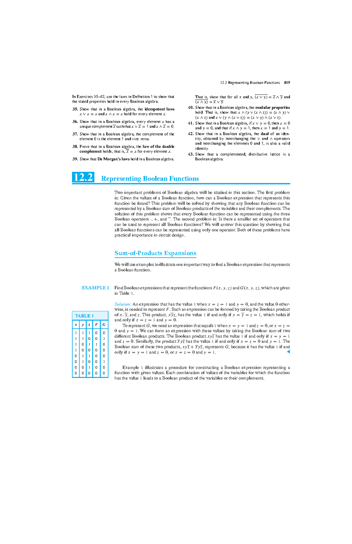 Lecture 13 3 - RESUMEN - 12 Representing Boolean Functions 819 In ...