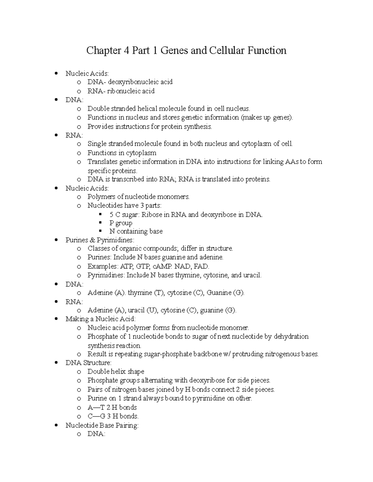 Chapter 4 Part 1 Genes and Cellular Function - Chapter 4 Part 1 Genes ...