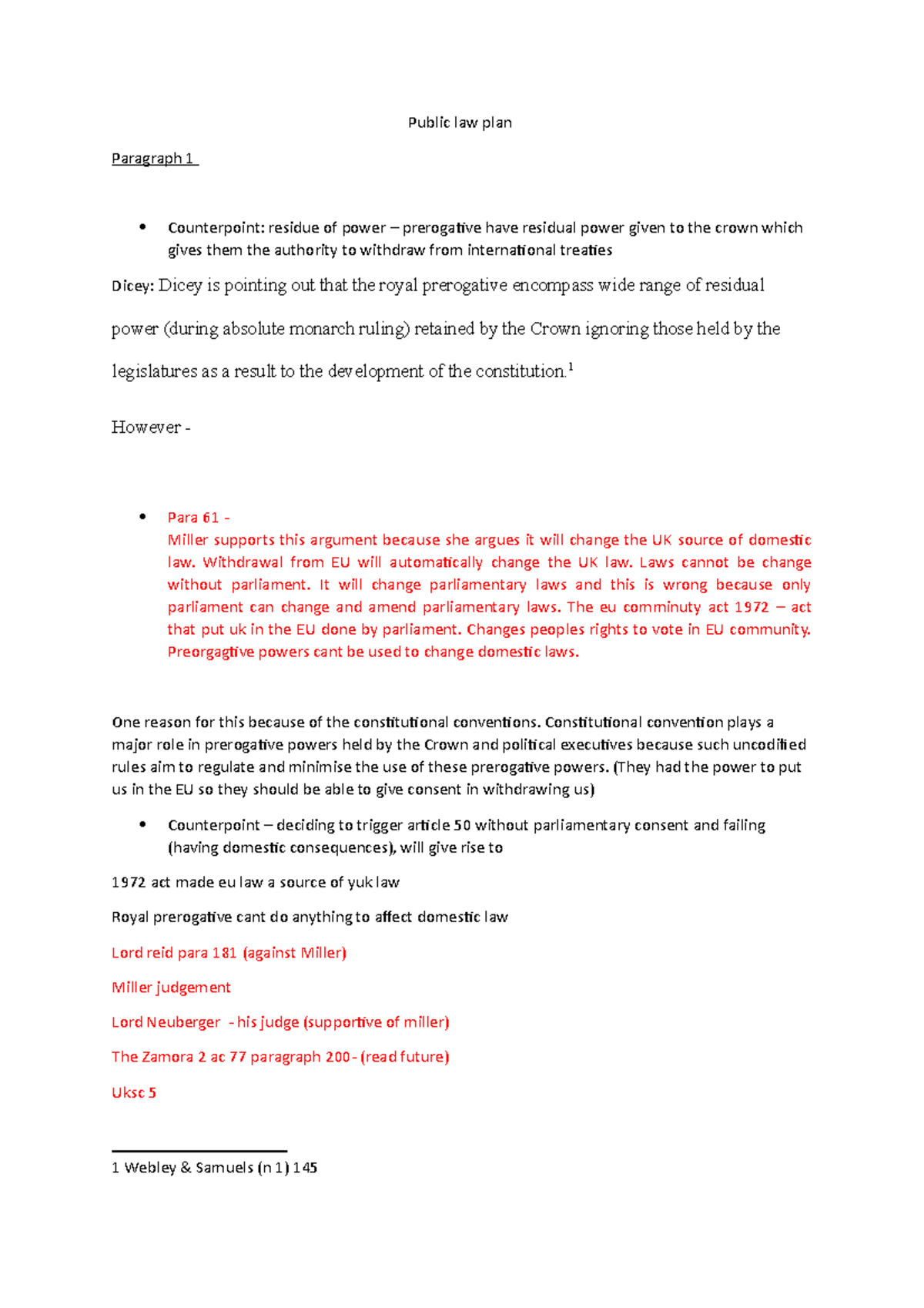 Public law plan - Grade: B+ - Public law plan Paragraph 1 Counterpoint ...