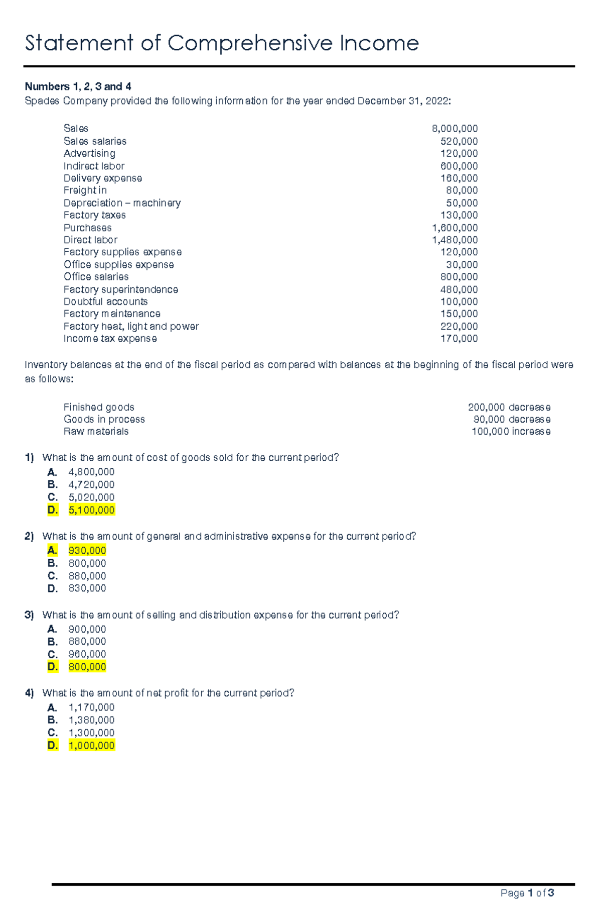 02. Statement of Comprehensive Income - Page 1 of 3 Statement of ...