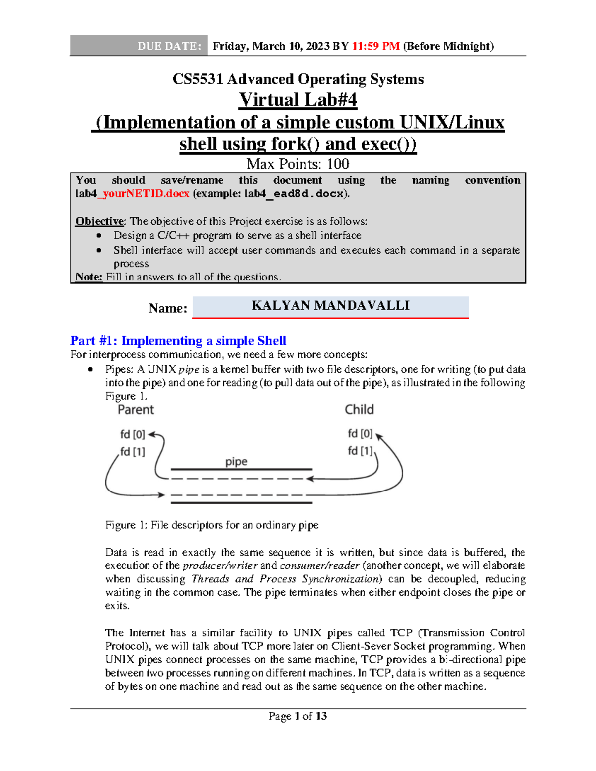 Virtuallab 4 kmdxb - practoce materials - CS5531 Advanced Operating Systems Virtual Lab# - Studocu
