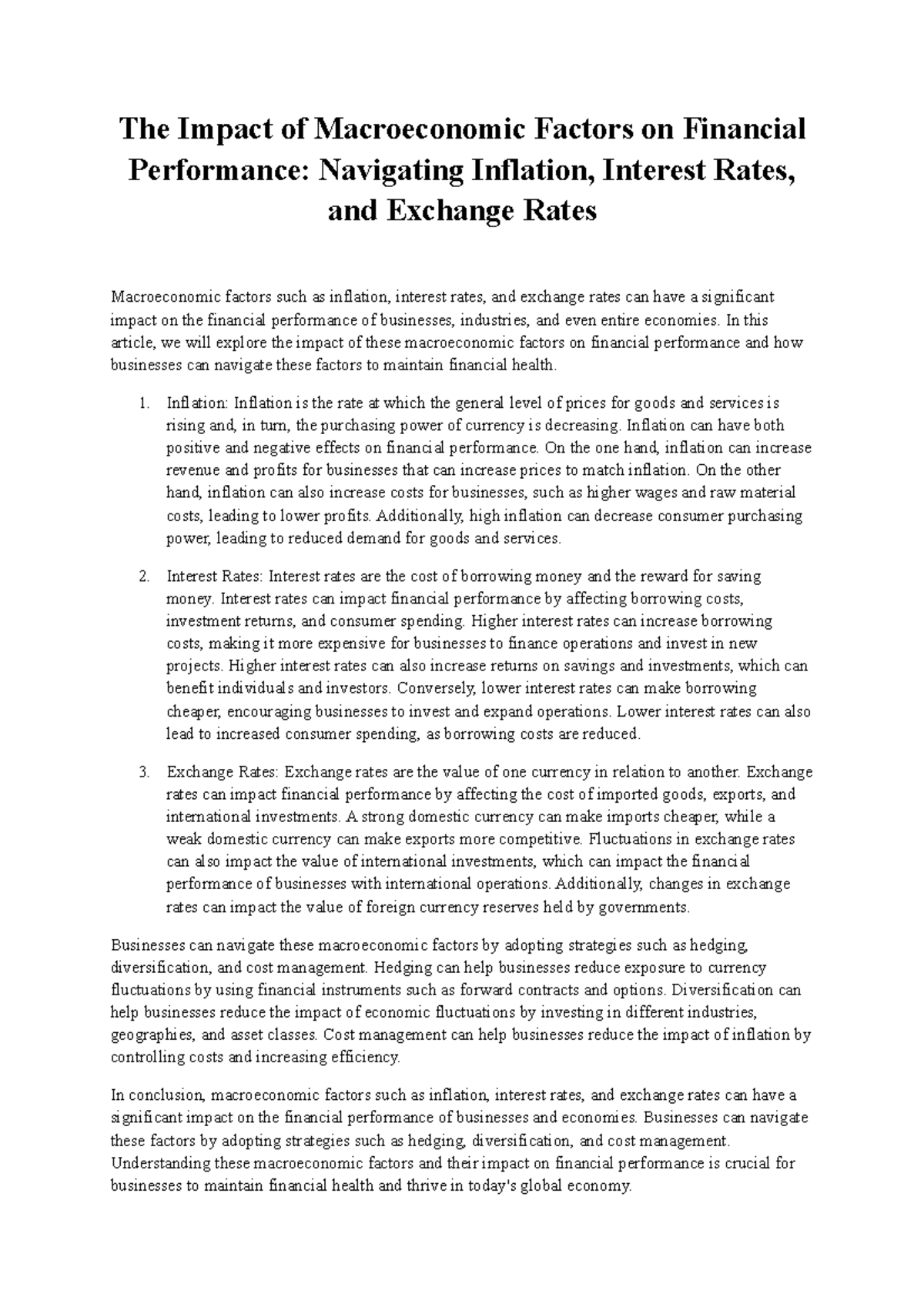 The Impact of Macroeconomic Factors on Financial Performance - The ...