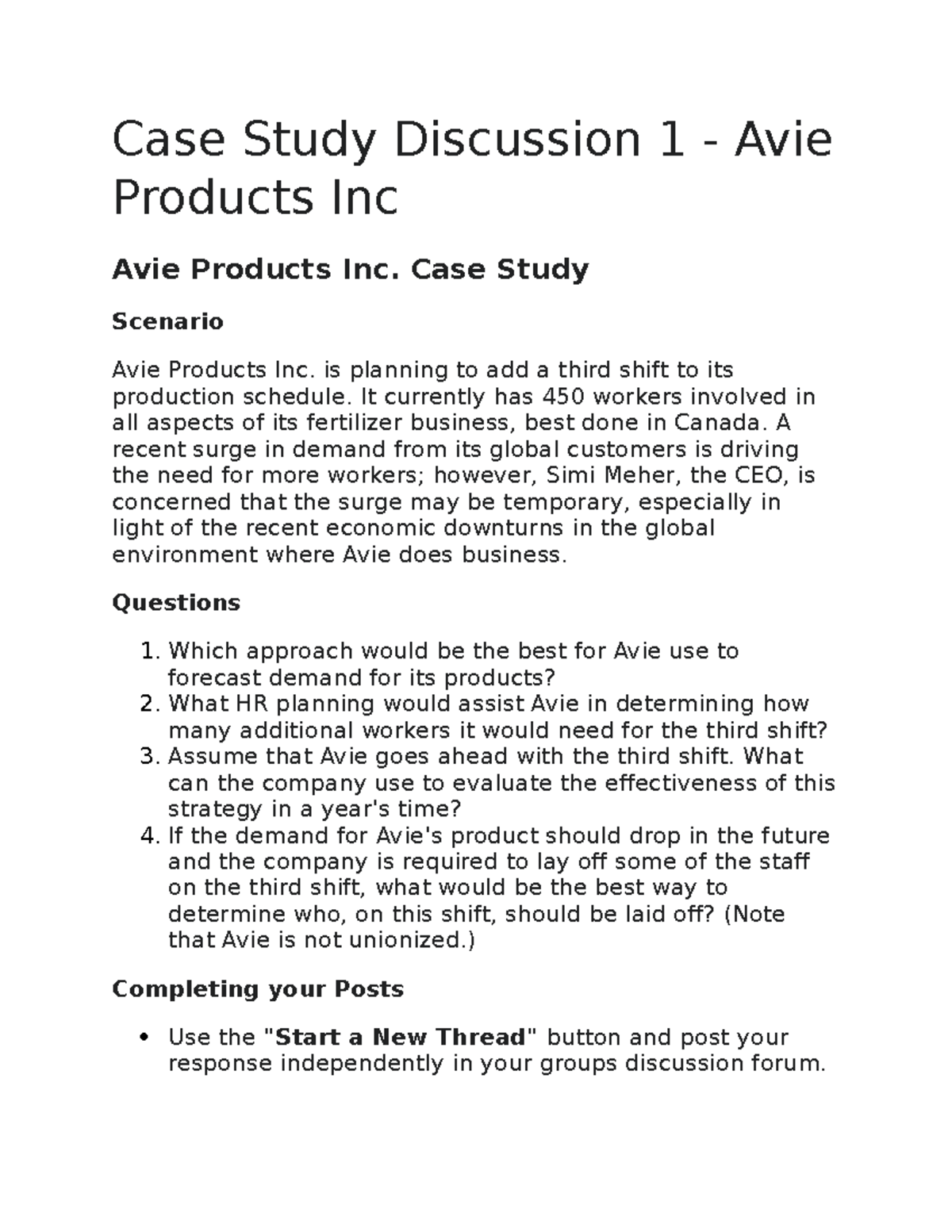 Submitted - Feb 9, 2023 -Case Study -1 Avie Products Inc. Case Study ...