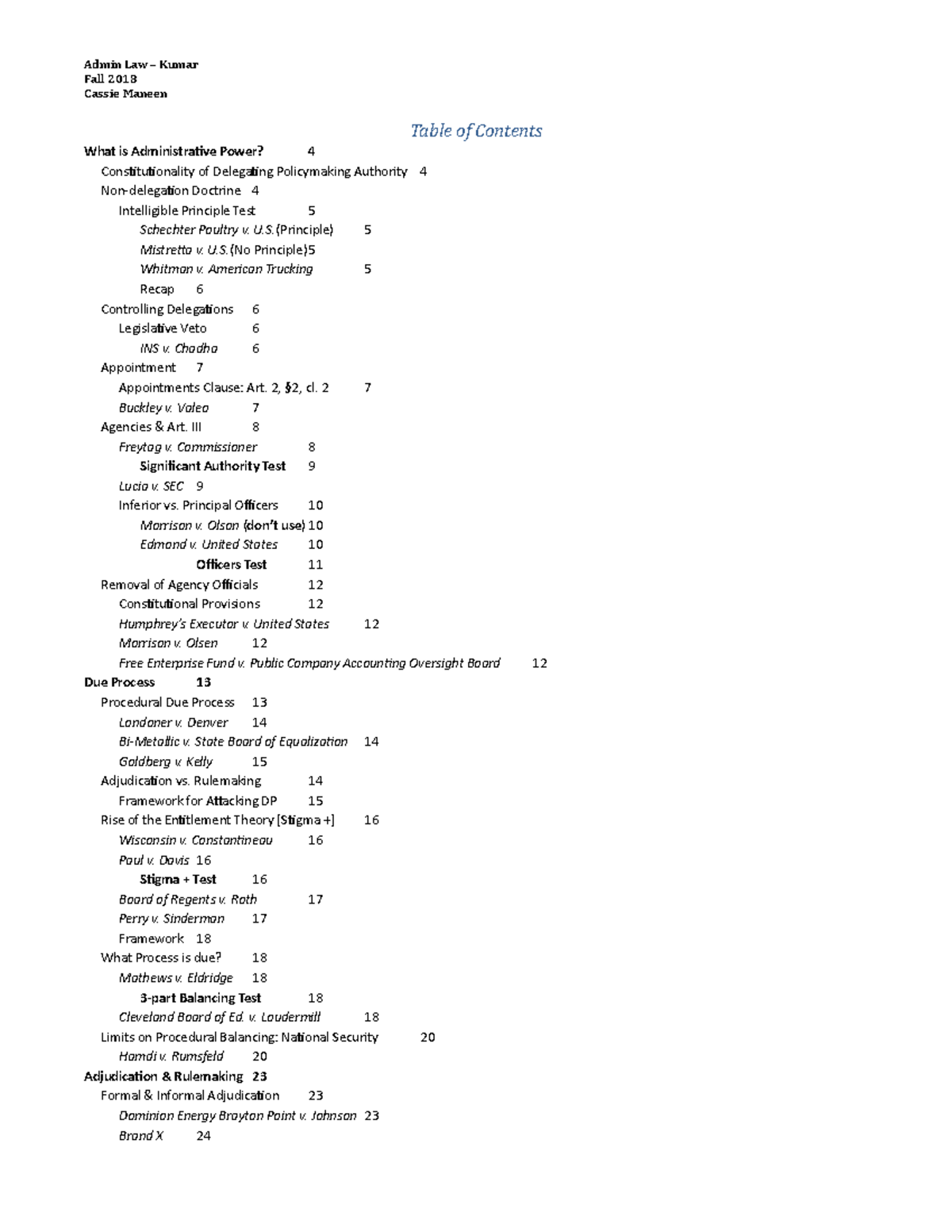 Admin Outline-CRM - A Outline for Kumar's class - Admin Law – Kumar ...