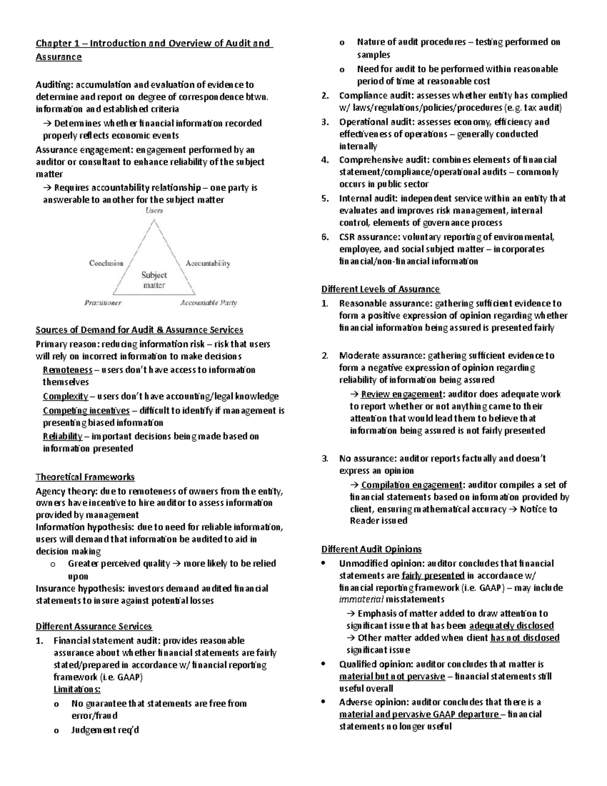 Notes for Audit 1 (Textbook and Lecture) - Chapter 1 – Introduction and ...