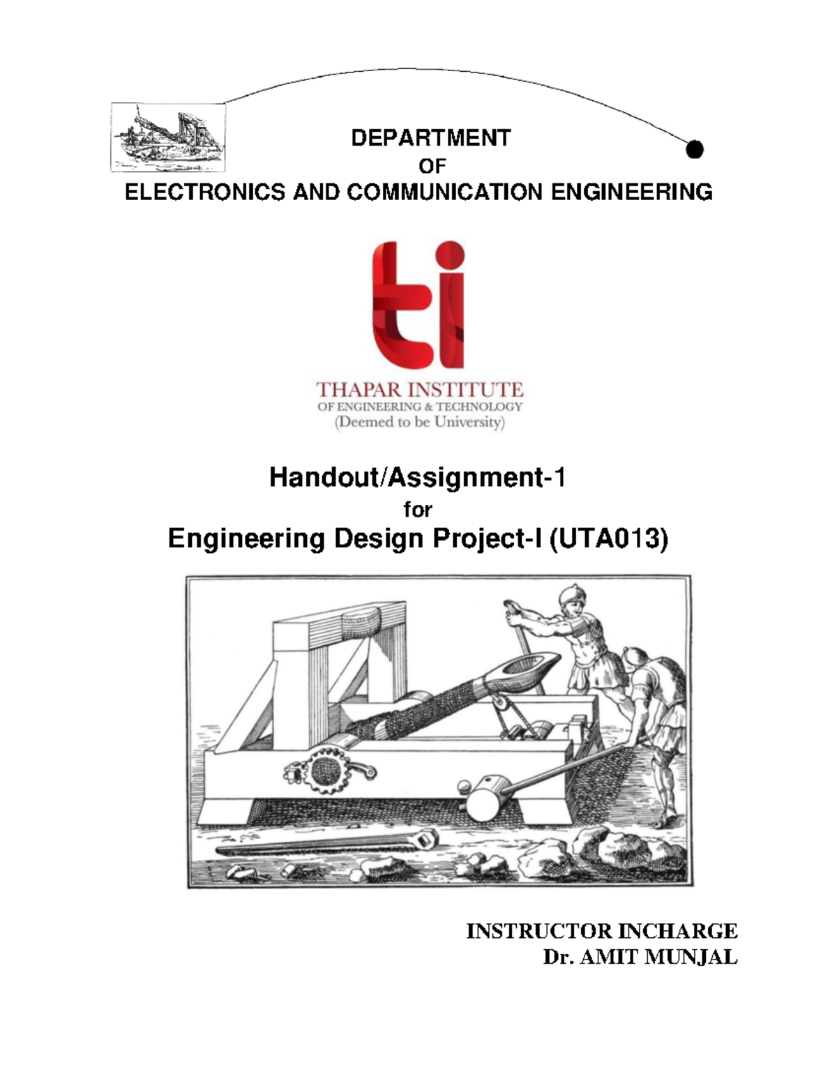 Assignment 1 - DEPARTMENT OF ELECTRONICS AND COMMUNICATION ENGINEERING ...
