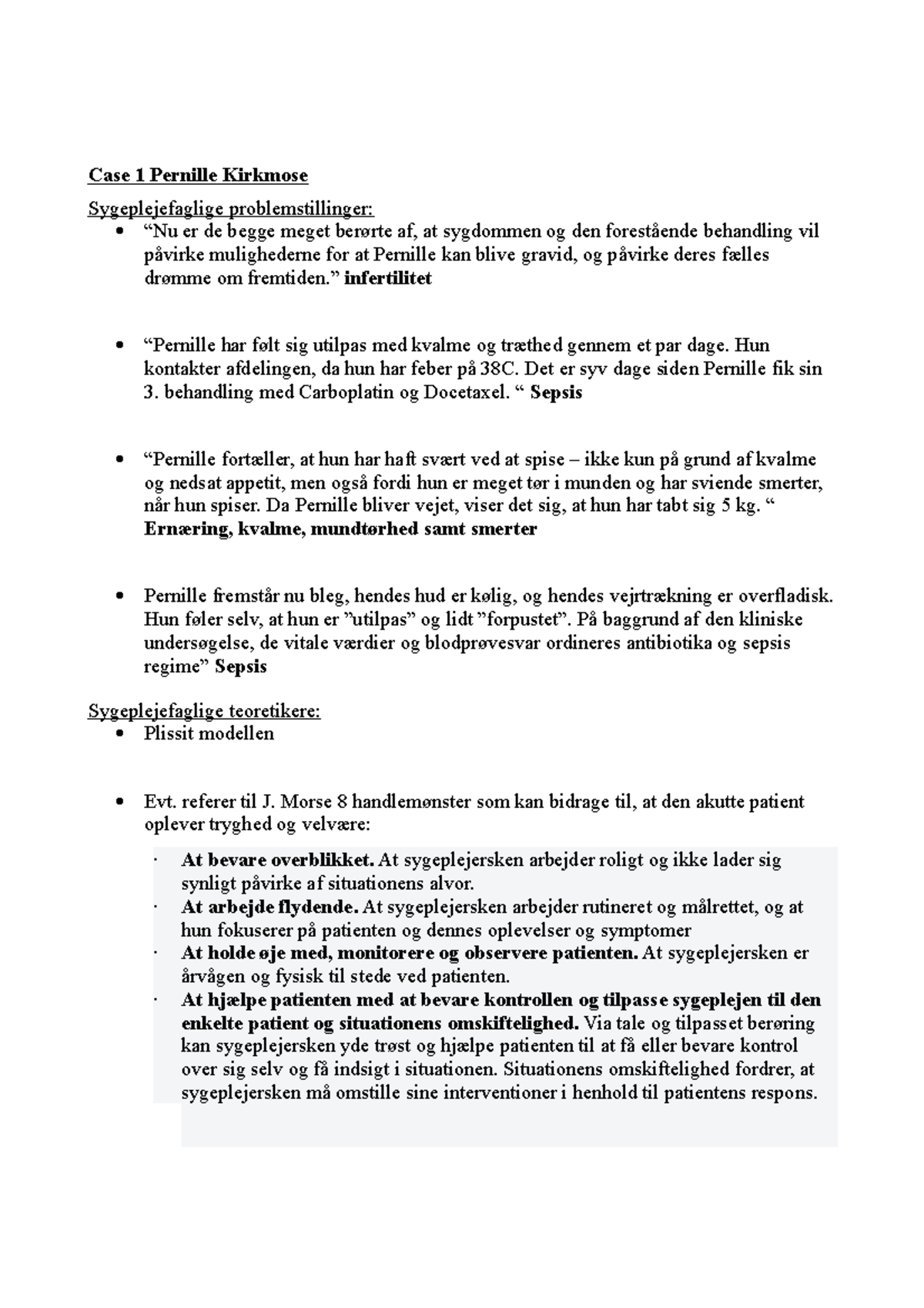 Eksamen 5 semester alle cases - Case 1 Pernille Kirkmose ...