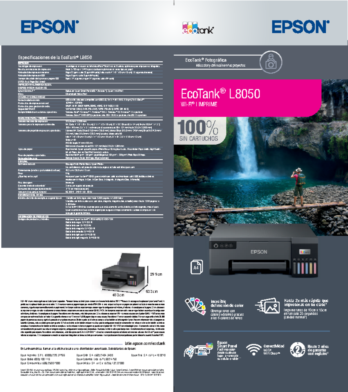 Hoja Tecnica Epson Ecotank L8050 - EcoTank ####### ® Fotográ ca Más ...