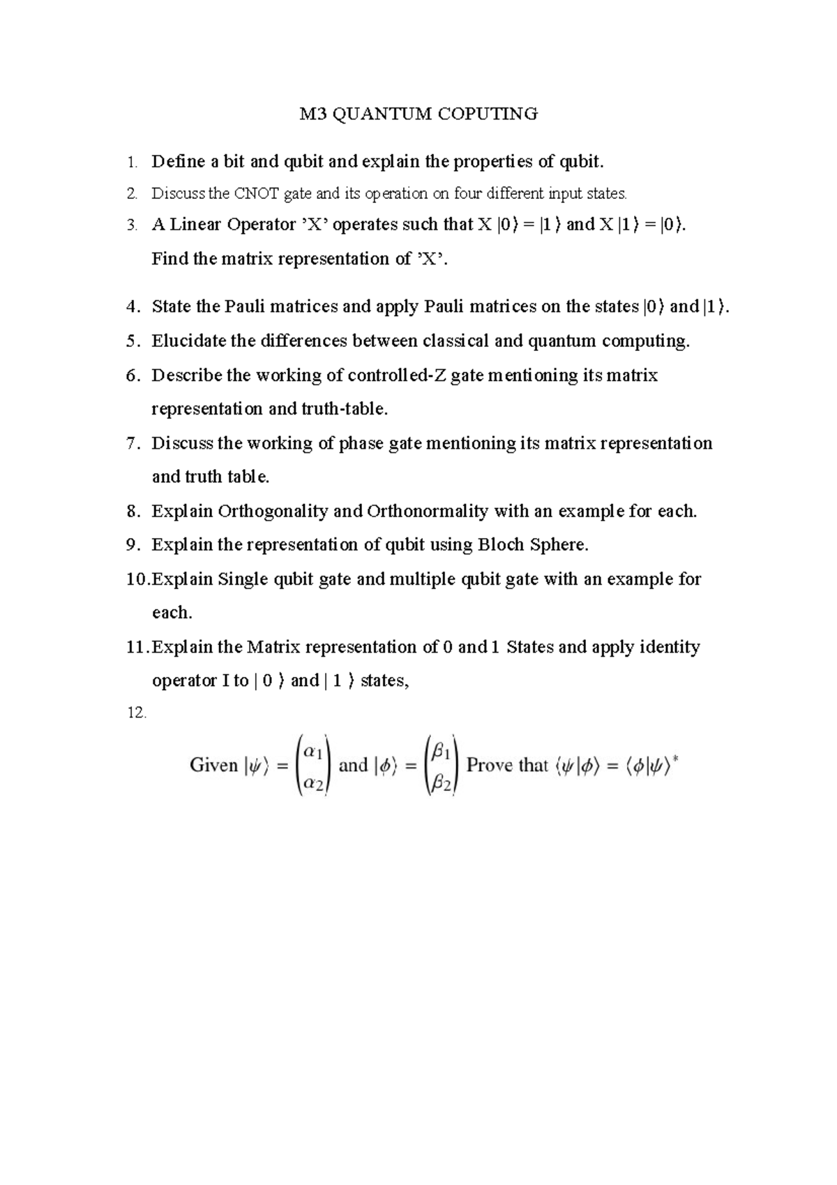 Physics Cycle Notes - M3 QUANTUM COPUTING Define a bit and qubit and ...
