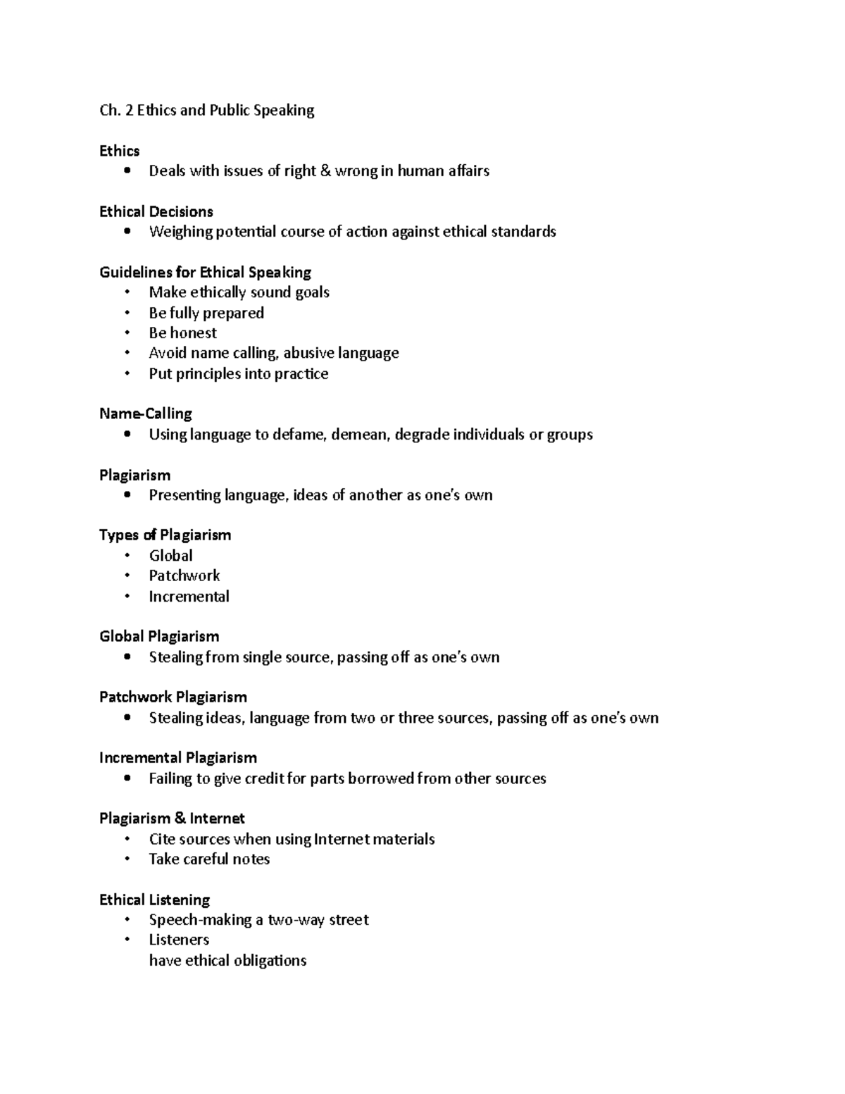Ch. 2 (COMM 211) - Professor: Shawndee Fluker - Ch. 2 Ethics and Public ...